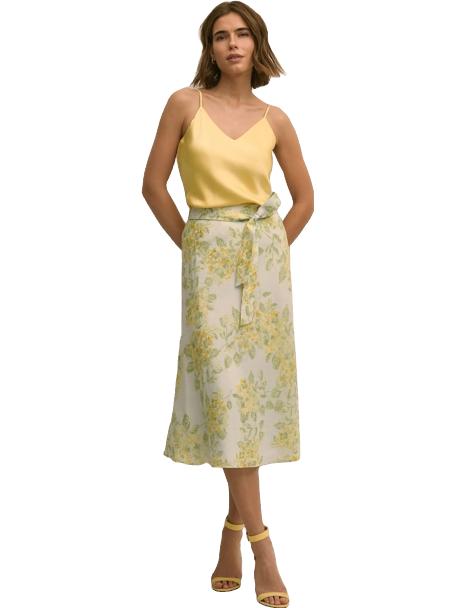 BROOKS BROTHERS BROOKS BROTHERS Linen Floral Print Midi Skirt